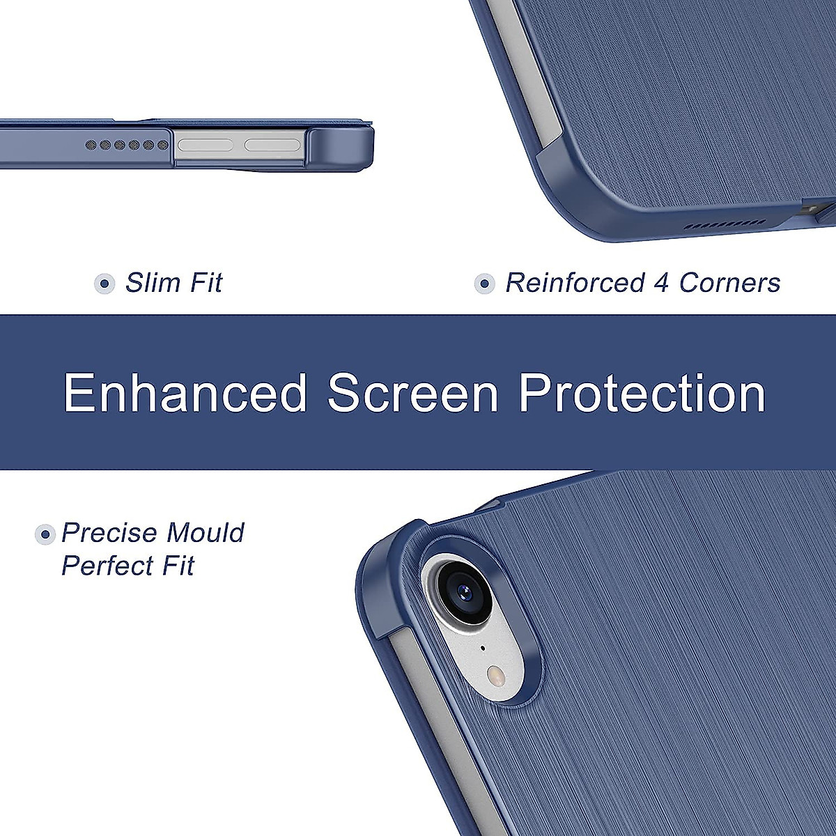 Soke for iPad Mini 7 Case A17 Pro, iPad Mini 7th/6th Generation 2024/2021- [Slim Trifold Stand + Auto Wake/Sleep], Protective Hard PC Back Cover for Apple iPad Mini 7/6 Gen 8.3 Inch - Navy