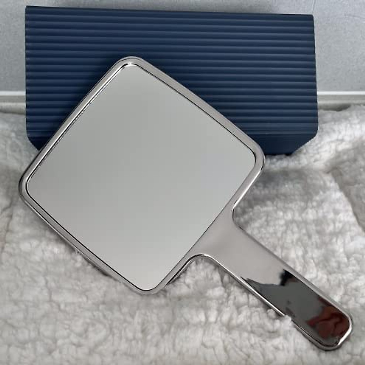 lasenersm 1 Piece Hand Mirror with Handle Square Hand Held Mirror for Makeup Hairdressing Handheld Mirror with Handle Stylish Hand Mirror for Women for Home Hair Salon Use, 3.9 x 6.7 Inches