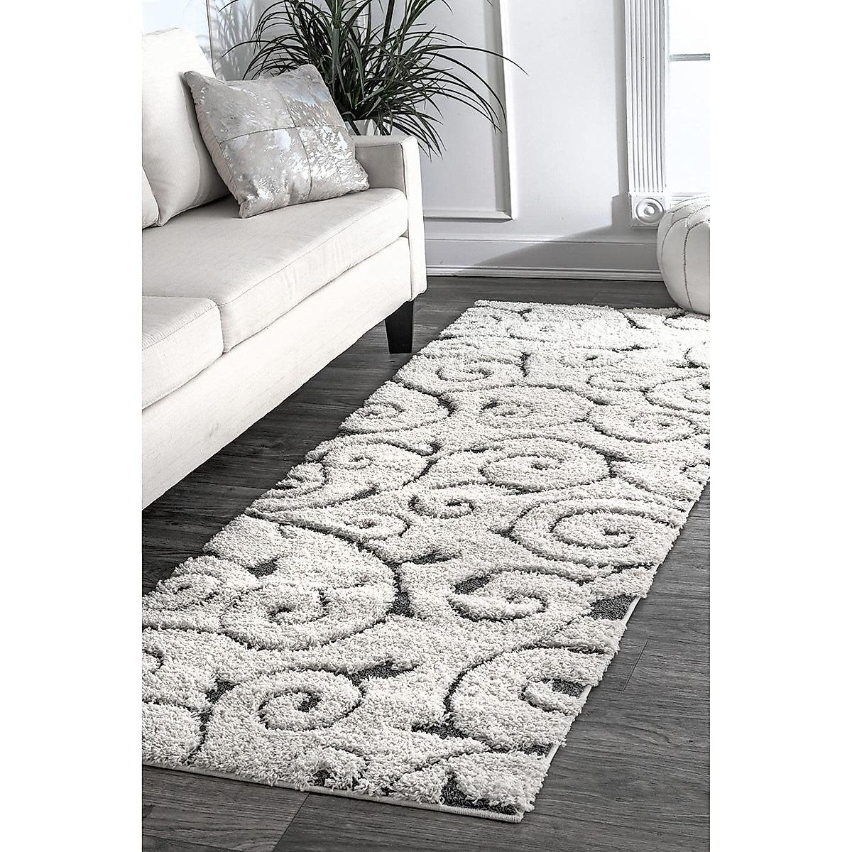 nuLOOM Maisha Contemporary Shag Runner Rug, 2' 8" x 8', Dark Grey, Runner