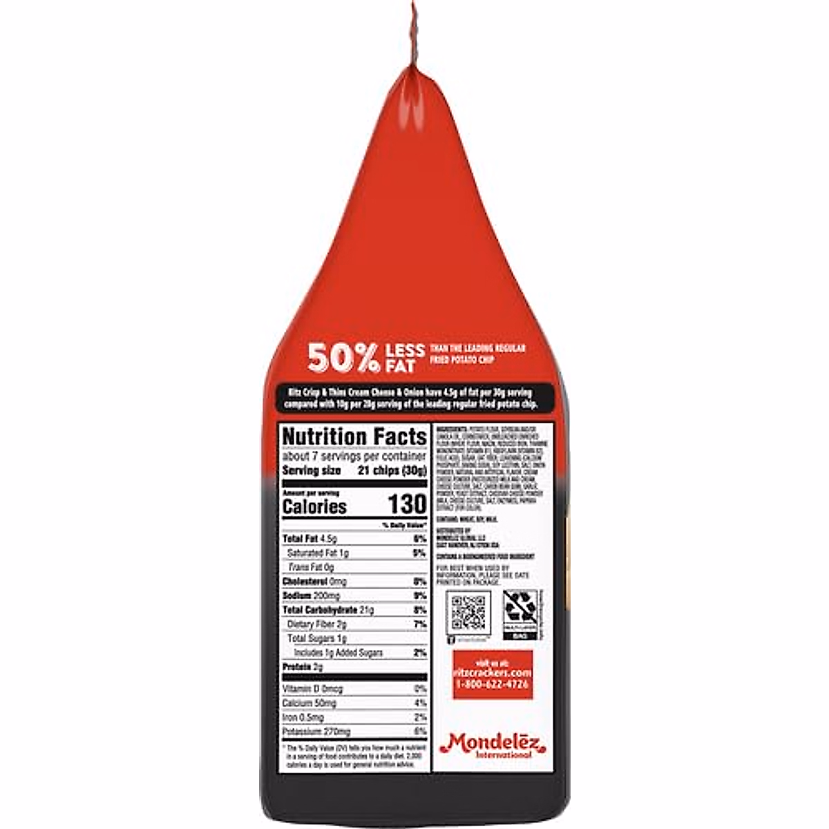 RITZ Crisp and Thins Cream Cheese and Onion Chips, 7.1 oz