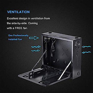 Kenuco Heavy Duty 16 Gauge Steel DVR Security Lockbox with Fan and Swing Open Top (18'' x 18'' x 5'' Black)