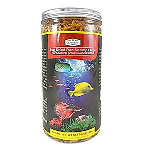 Amzey Dried Large Red Shrimp 198 Grams - Sun Dried 7 oz- Aquatic Turtle Food, Betta Fish Food, Tropical Fish Food, Crab Food, Reptile Food, Aquatic Fish Foods, Aquatic Pets Food