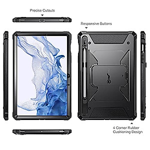 Fintie Case for Samsung Galaxy Tab S8/Tab S7 11 Inch (Model SM-X700/X706/T870/T875/T876), Tuatara Rugged Unibody Hybrid Full Protective Bumper Kickstand Cover Built-in Screen Protector, Black