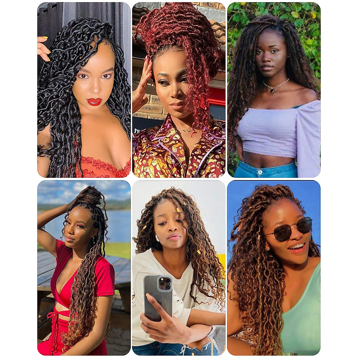 Goddess Locs Crochet Hair 14 Inch 7 Packs Curly Faux Locs Crochet Hair with Curly Ends River Locs Crochet Hair for Black Women Crochet Braids with Curly Ends (14 Inch, 7 Packs, T1B30)