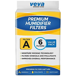 VEVA 6 Pack Premium Humidifier Filters Replacement for Honeywell Filter A, HAC-504, HAC-504AW, HCM 350 and Other Cool Mist Models