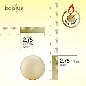 Bolsius Set of 2 Ivory Ball Candles - 2.75 inch Unscented Candle Set - Dripless Clean Burning Smokeless Dinner Candle - Perfect for Wedding Candles, Parties and Special Occasions