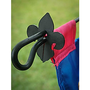 FLAG COASTER Garden Flag Stopper - Weather-Resistant, Decorative Holder and Accessory for Outdoor Yard Garden Flag Poles - Keeps Flags from Flying Off in Windy Weather - Fleur de Lis Design (Black)
