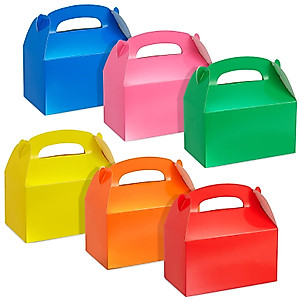 BLUE PANDA 24 Pack Rainbow Gable Boxes for Party Favors, Colorful Birthday Goodie Boxes, Treats, Small Gifts (6 Colors, 6 x 3.5 x 3.6 in)