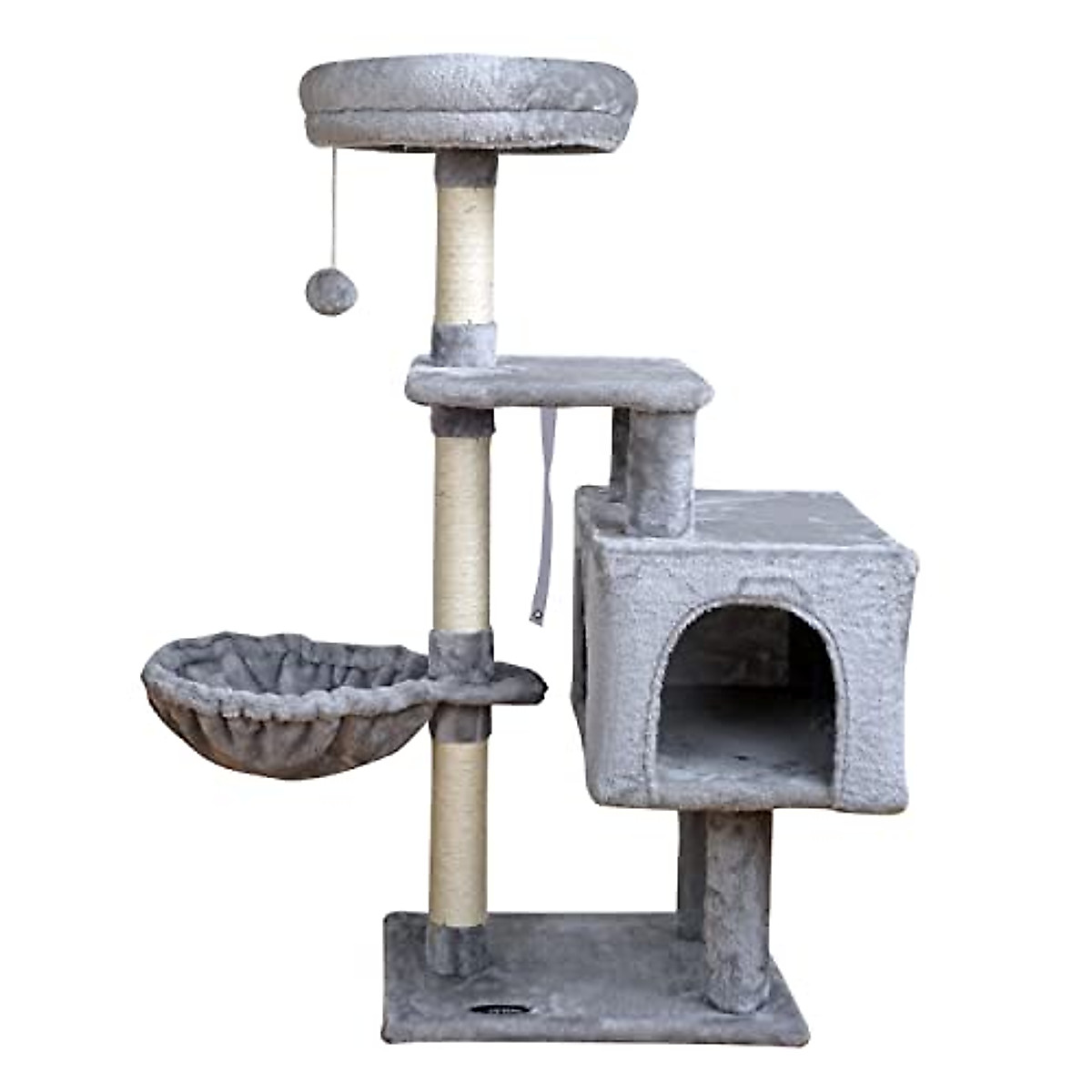 FISH&NAP US07H Cat Tree Cat Tower Cat Condo Sisal Scratching Posts with Jump Platform Cat Furniture Activity Center Play House Grey