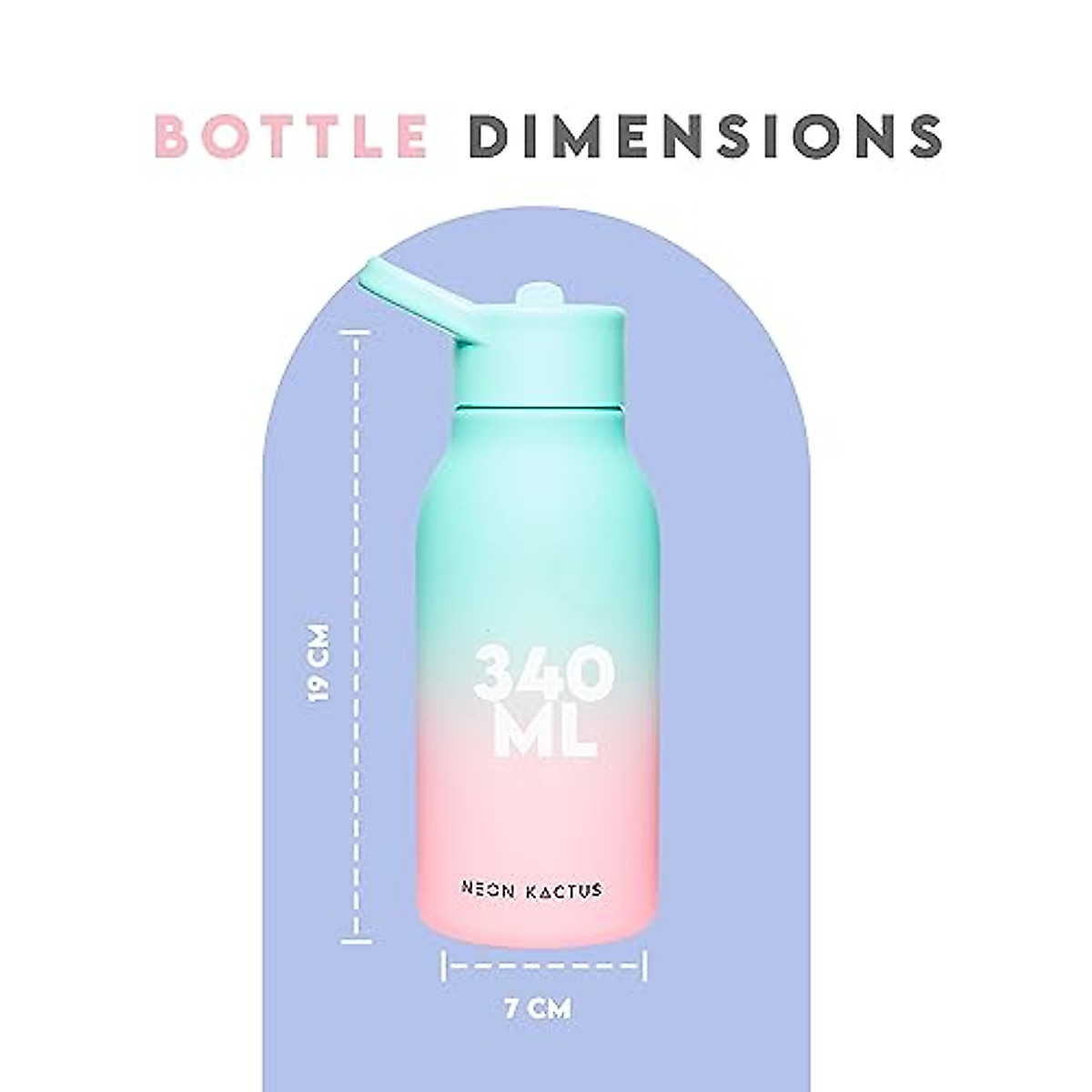 Neon Kactus Tritan Kids Bottle | Kids Water Bottle for School, Travels, Sports | Boys & Girls Drinks Bottle with Straw Lid and Handle | BPA-Free, Reusable, & Dishwasher-Safe | Twist & Shout, 340ml