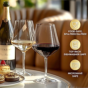 Hlukana Unbreakable Wine Glasses Set of 6, 16 oz Plastic Wine Glasses with Stem, BPA Free, Reusable Wine Glass for Poolside, Outdoors Camping Picnic Restaurants Home Bar Christmas Unique Gift