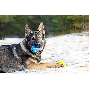 PlayfulSpirit Tricky Treat Rugby Ball: Dog Treat Dispenser - Awesome Anxiety Reliever and Boredom Breaker, Fun Fetch and Basic Puppy Training Toy (Large, Blue)