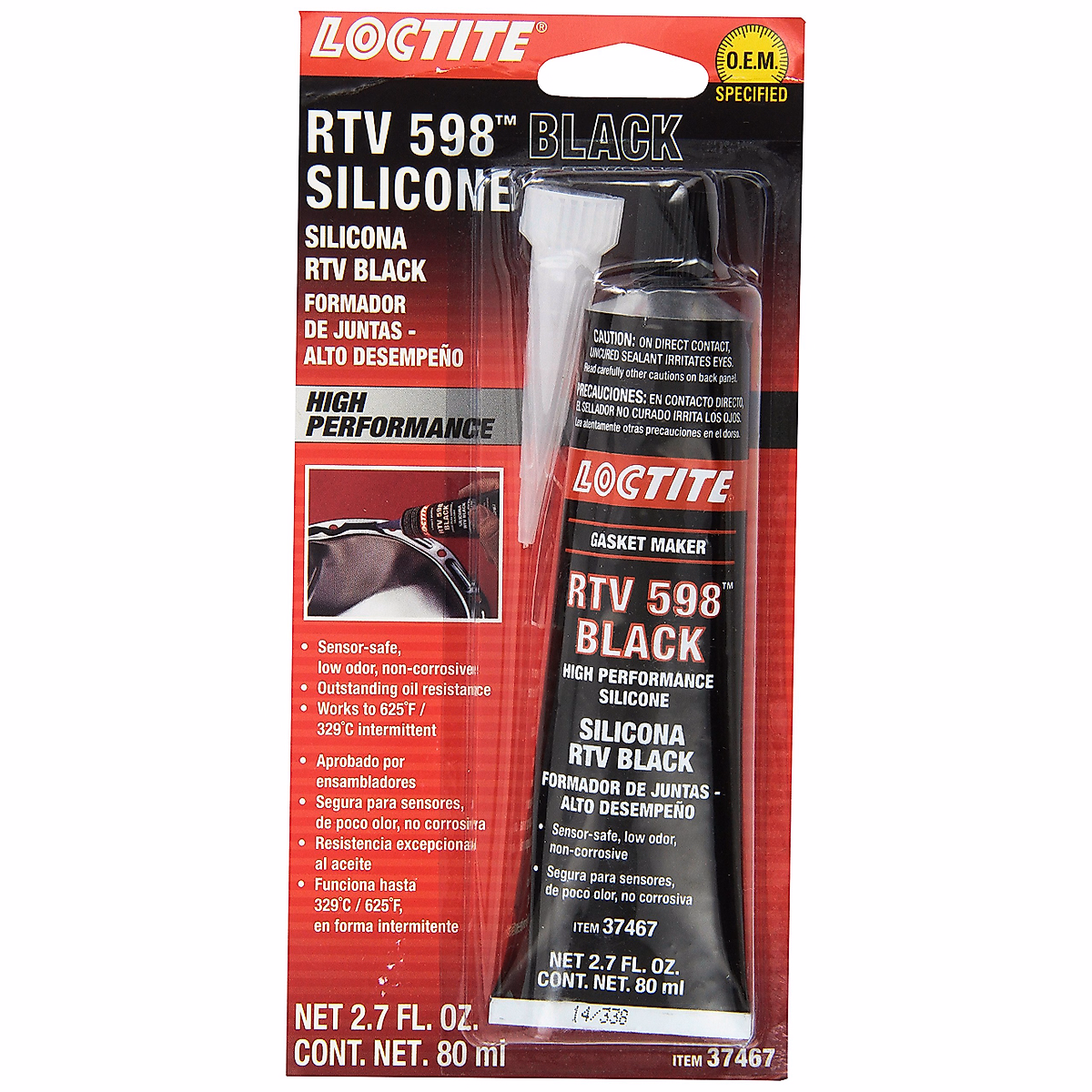 Loctite 37467 Black RTV 598 High Performance Silicone. 80 ml.
