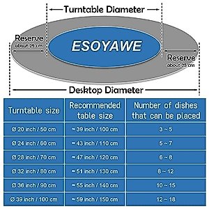 Lazy Susan Turntable For Dining Table, 20~39 Inch Tabletop Serving Tray, Wooden Rotating Plate, 360° Smooth Rotation RoundRotating Board, With ABS Silent Bearing