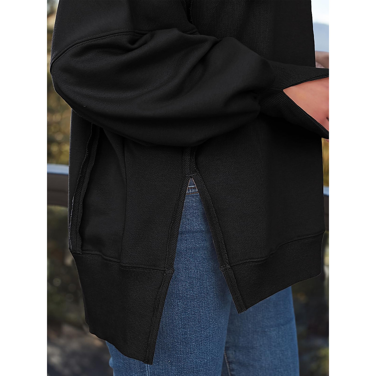 Trendy Queen Womens Oversized Sweaters Sweatshirts Crewneck Hoodies Winter Fashion Clothes Y2k Teen Girls Cute Preppy Fleece Outfits 2024 Black