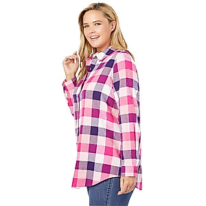 Woman Within Women's Plus Size Classic Flannel Shirt - 3X, Vivid Red Buffalo Plaid