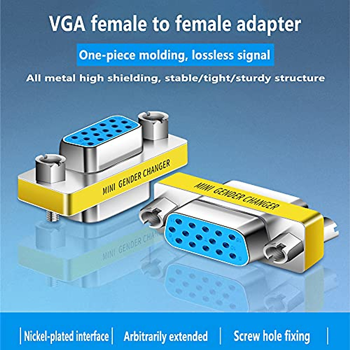 LNHCAW vga to vga 15 vga Connector、Null Modem Adapter Male to Male、Male to Female、vga Female to Female Adapter Extender Dual vga Adapter for 2 Monitors (2, Female to Female)