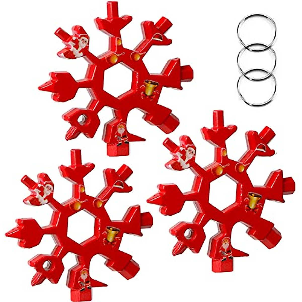 18 In1 snowflake multitool－Stainless Steel Snowflakes Multi－Christmas style Stainless Steel Snowflake Bottle Opener/Flat Phillips Screwdriver Kit/Wrench, Durable and Portable to Take