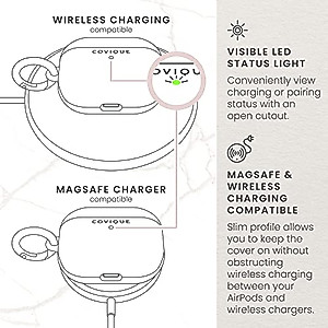 Covique Compatible AirPods 3 Case Cover 2021 | Cute Women Girly Flower, White Poppy Floral Iridescent & Glitter | Protective Shockproof TPU with Keychain Hook for AirPods 3rd Generation Charging Case