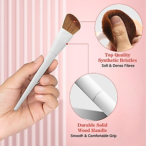 Professional 20PCs Makeup Brush Set, LUXBRU with Foundation Eyebrow Blending Concealer Blush Eyeshadow Contour Powder Brush, Brushes Kit with Travel Case & 2 Powder Puff-White