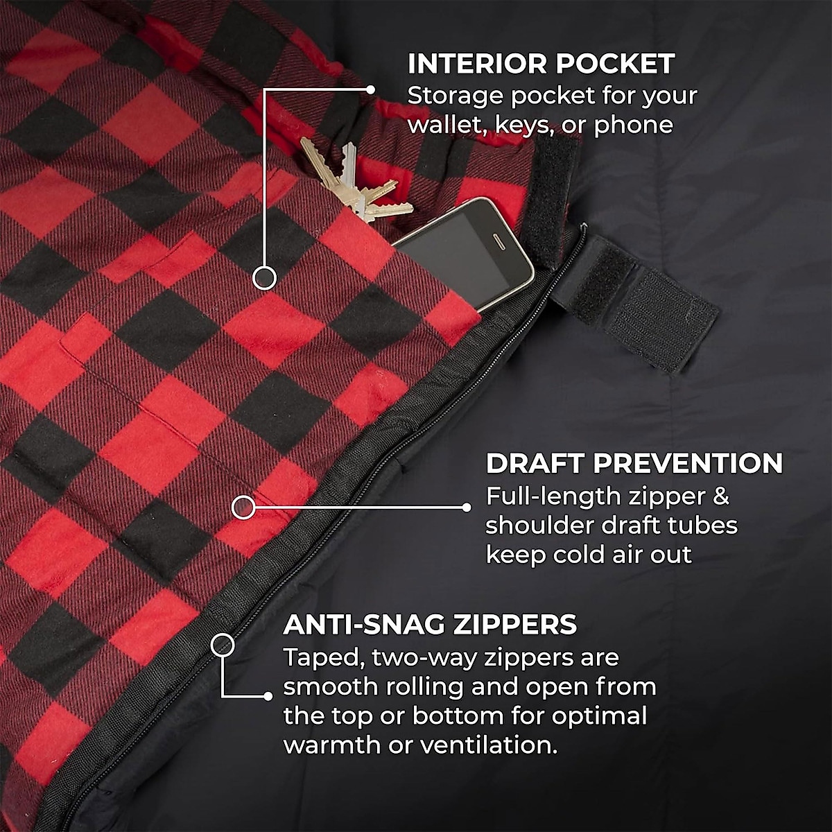 TETON Sports Celsius XXL 0 Degree Sleeping Bag with Compression Sack, Right Zipper, and SuperLoft Elite Material for Camping and Base Camp, Black