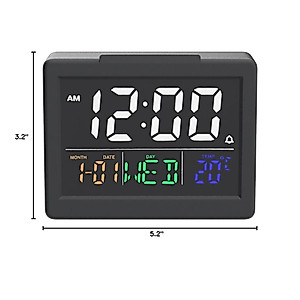 Digital Alarm Clock, with 5.5" Large LED Time Display, Adjustable Alarm Volume, 6 Level Brightness, Alarm Settings, USB Charger, Temperature Detect, Snooze, Clocks for Bedroom, Bedside, Desk, Black