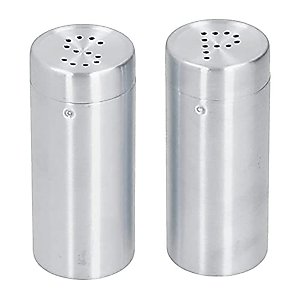 2pcs Stainless Steel Salt and Pepper Shakers, Spice Shakers, Glass Spice Jars Seasoning Shaker Dispenser with Rotatable Lid, Salt and Pepper Shakers for Salt(Stainless steel primary color (SP two))