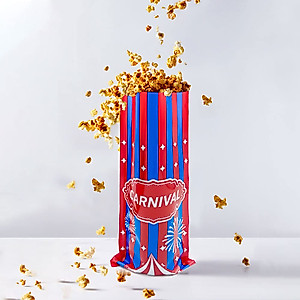 Jayomoli Carnival Circus Holiday Plastic Bags, 100pcs Cellophane Treat Bags Popcorn Bag, Candy Cookie Wrapping with Twist Ties for Party Favors Supply