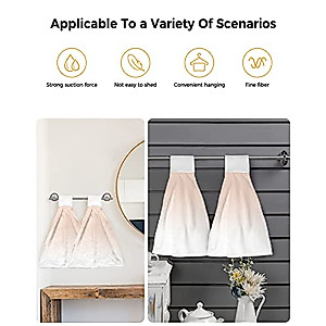 Ombre Gradient Hanging Hand Towels Kitchen Towel Absorbent Towel Hanging Towel Hand Bath Towel, 18"x14" Decorative Soft Oven Towel Quick Dry Dish Cloth Towels 2Pcs, Peach Pink and White Gradient Art