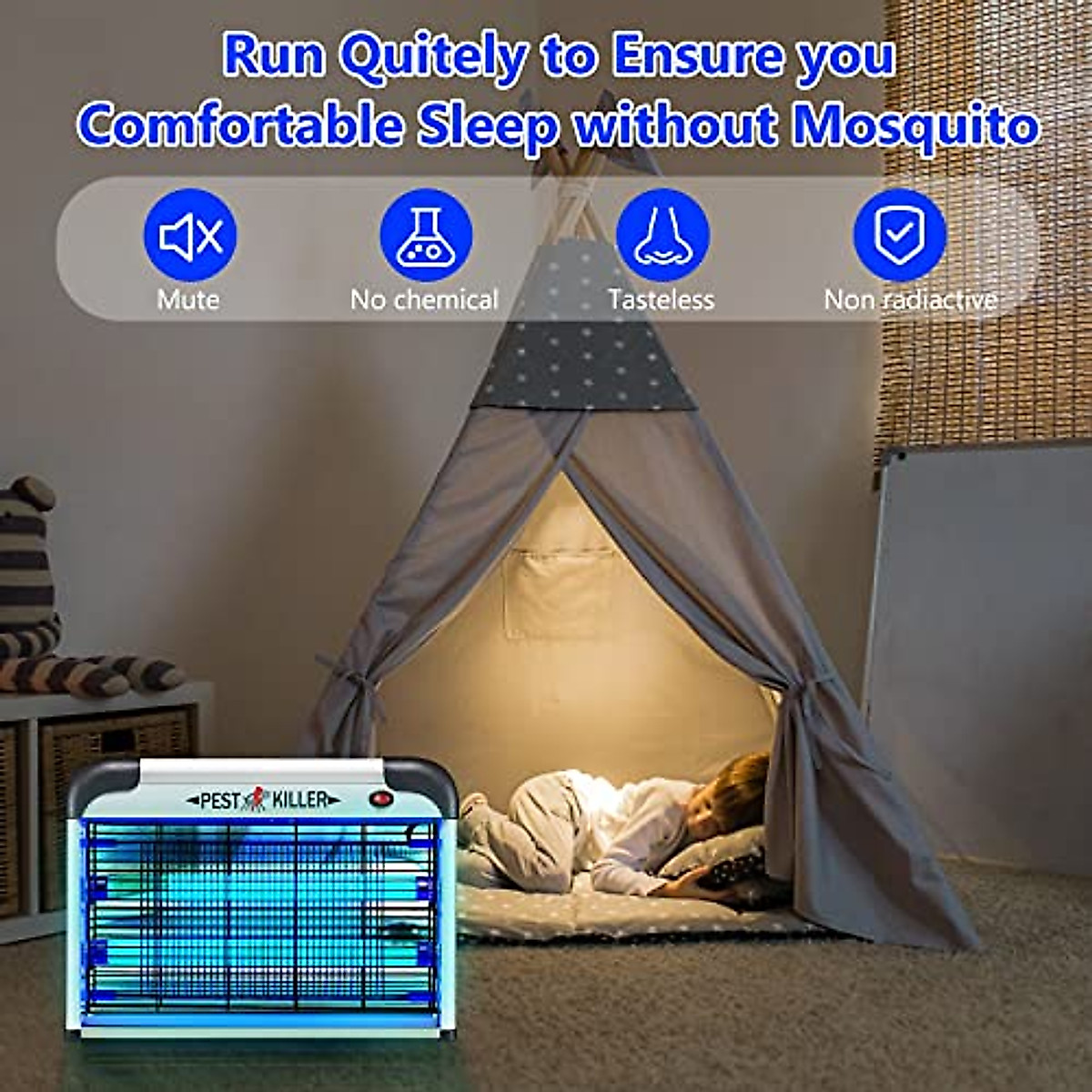 Bug Zapper Indoor,Powerful 2800V Electric Mosquito Fly Zapper,Insect Killer Lamp & Repellent with 20W UV Light,Plug-in Home Pest Control Bug Catcher/Eliminator/Eradicator for Gnat,Fruit Fly,Moth