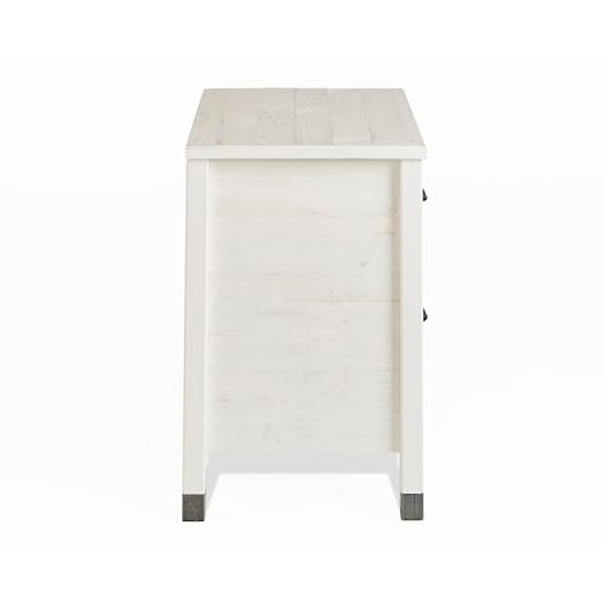 Baja Night Stand / 2 Drawer / Solid Wood / Rustic Bedside Table for Bedroom, Living Room, Sofa Couch, Hall / Metal Drawer Pulls, Shabby White