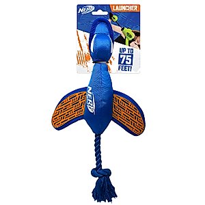 Nerf Dog Large Nylon Launching Duck, Blue/Orange