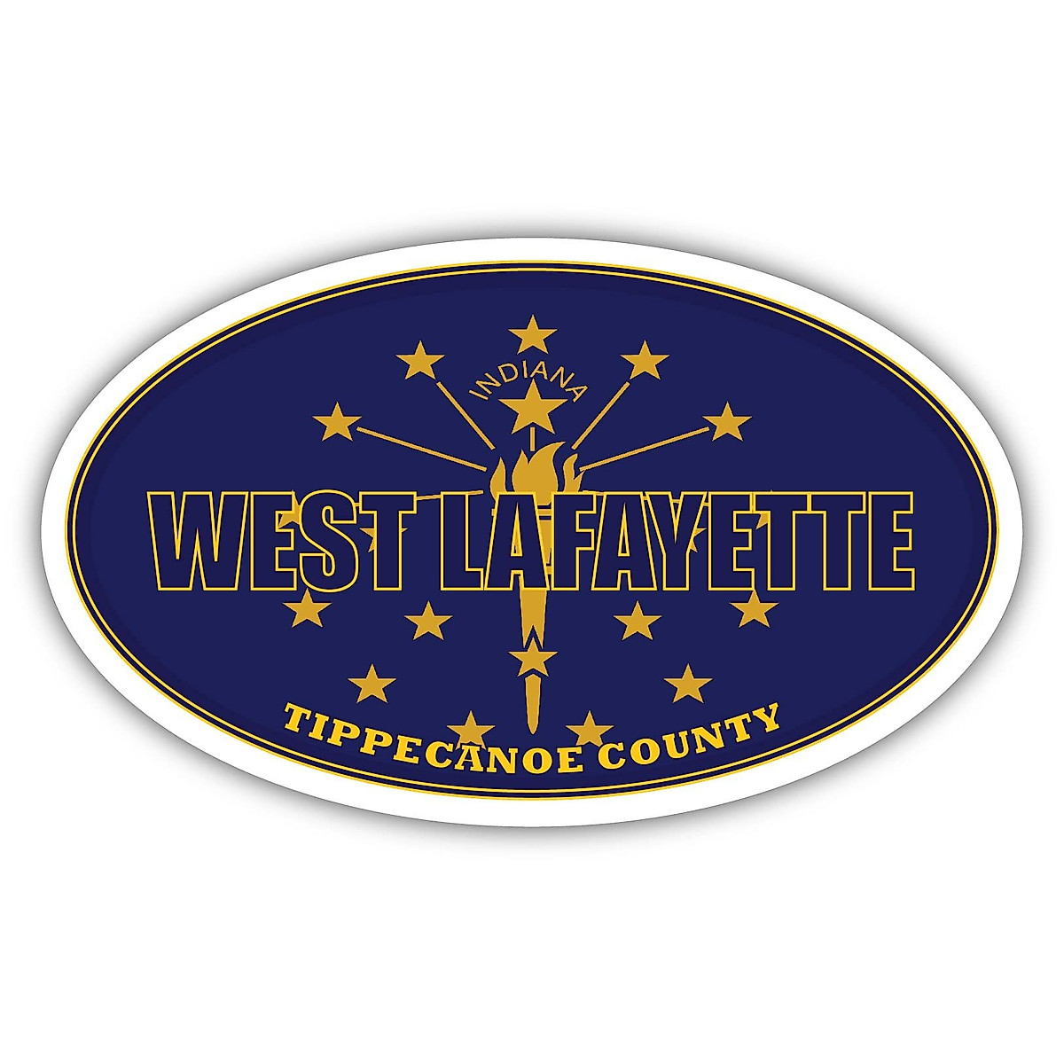 West Lafayette City Indiana State Flag | in Flag Tippecanoe County Oval State Colors Bumper Sticker Car Decal 3x5 inches
