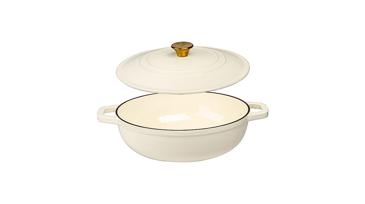 Lexi Home Enameled 5 Qt. Cast Iron Dutch Oven - Cream