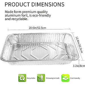LUCKMETA 21" x 13 ” Aluminum Foil Pans With Lids (20 Pack), Full-Size Deep Steam Pan and Oven Buffet Trays, Food Containers for Catering, Baking, Roasting & Reheating, Recyclable