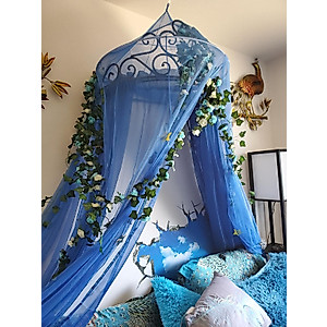 WEISPARK Fake Flowers - 4pcs 8.2 FT Artificial Rose Vine Flower Plants Hanging Rose Ivy for Home Hotel Office Wedding Party Garden Craft Art Décor (Blue&White)