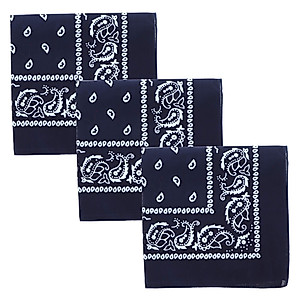 Motique Accessories Set of 3 Navy Large Cotton Paisley Bandanas