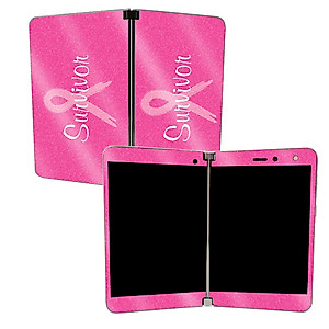 MightySkins Glossy Glitter Skin for Microsoft Surface Duo - Survivor | Protective, Durable High-Gloss Glitter Finish | Easy to Apply, Remove, and Change Styles | Made in The USA