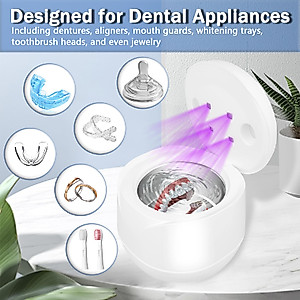 Ultrasonic Retainer Cleaner Machine - 45kHz Deep Cleaning for Dentures, Aligners, Mouth Guards, Whitening Trays, Toothbrush Heads, and Braces 200ML Portable Ultrasonic UV Retainer Cleaner for Dentures
