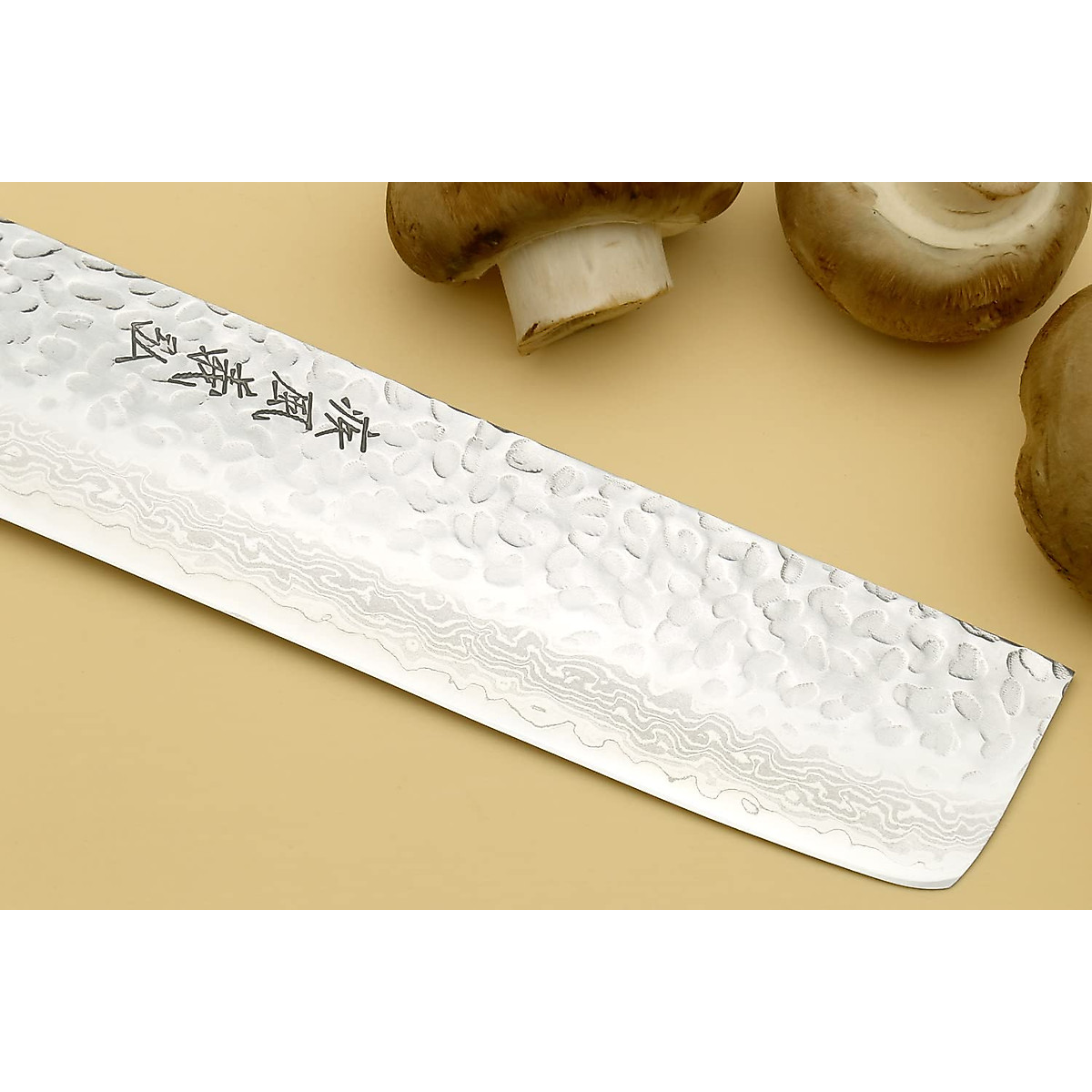 Yoshihiro VG10 16 Layer Hammered Damascus Stainless Steel Nakiri Vegetable Knife 6.5'' (165mm)