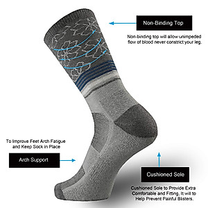 ONKE Merino Wool Cushion Crew Socks for Women Ladies Colorful Casual Dress Outdoor Trail Hiking Hike All Seasons Medium Warm(Multicolor9)