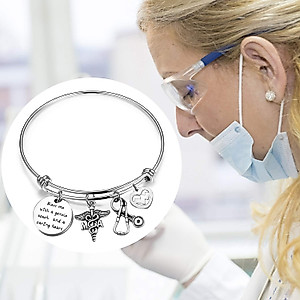 bobauna Medical Assistant Bracelet with MA Caduceus Stethoscope Heartbeat Charms Gift for Nurse Medical Assistant Bless Me With A Gentle Touch And A Caring Heart (medical assistant bracelet)