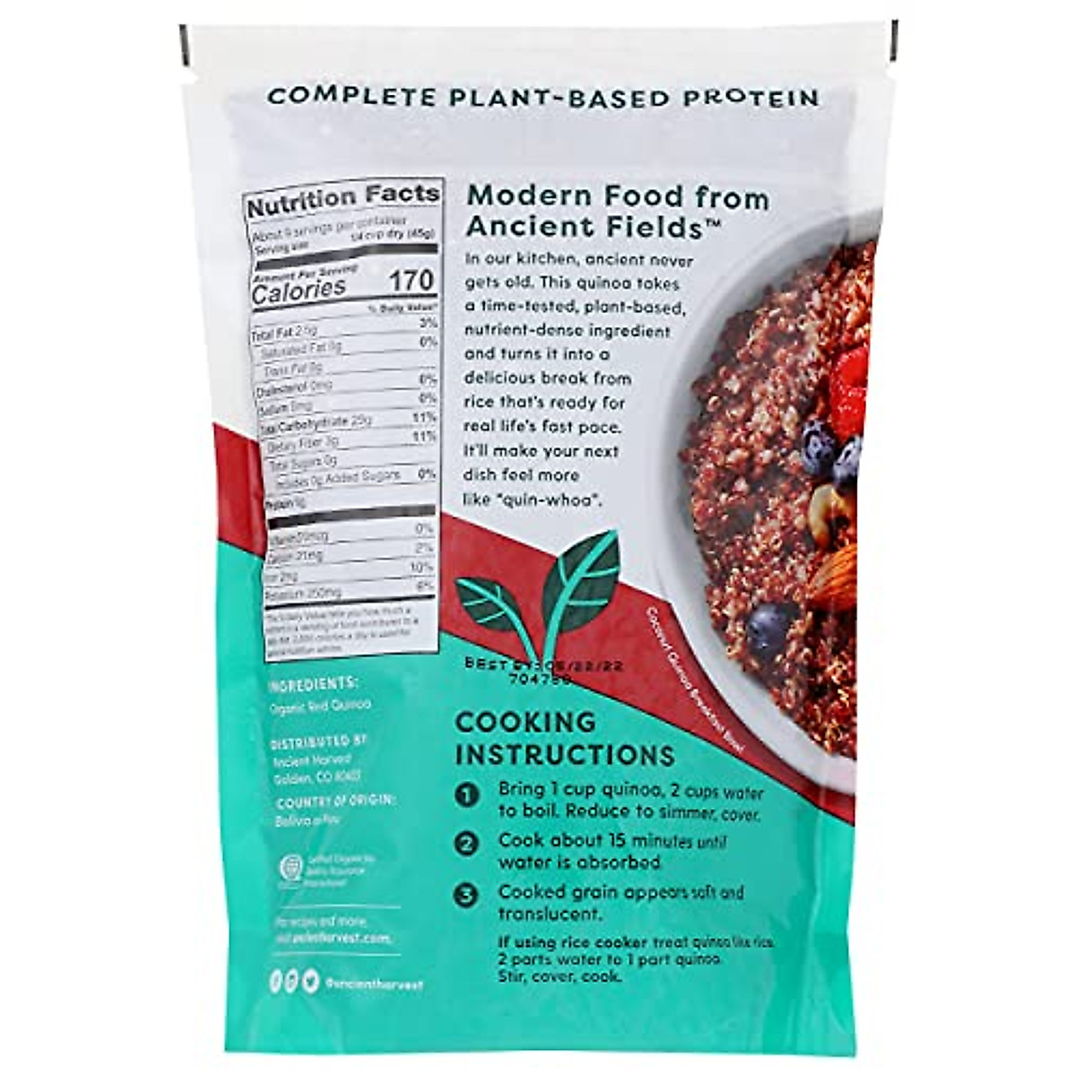 Ancient Harvest, Gluten Free Organic Quinoa, Inca Red, 12 Oz