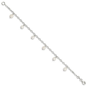 IceCarats 925 Sterling Silver White Round Freshwater Cultured Pearl Chain Bracelet
