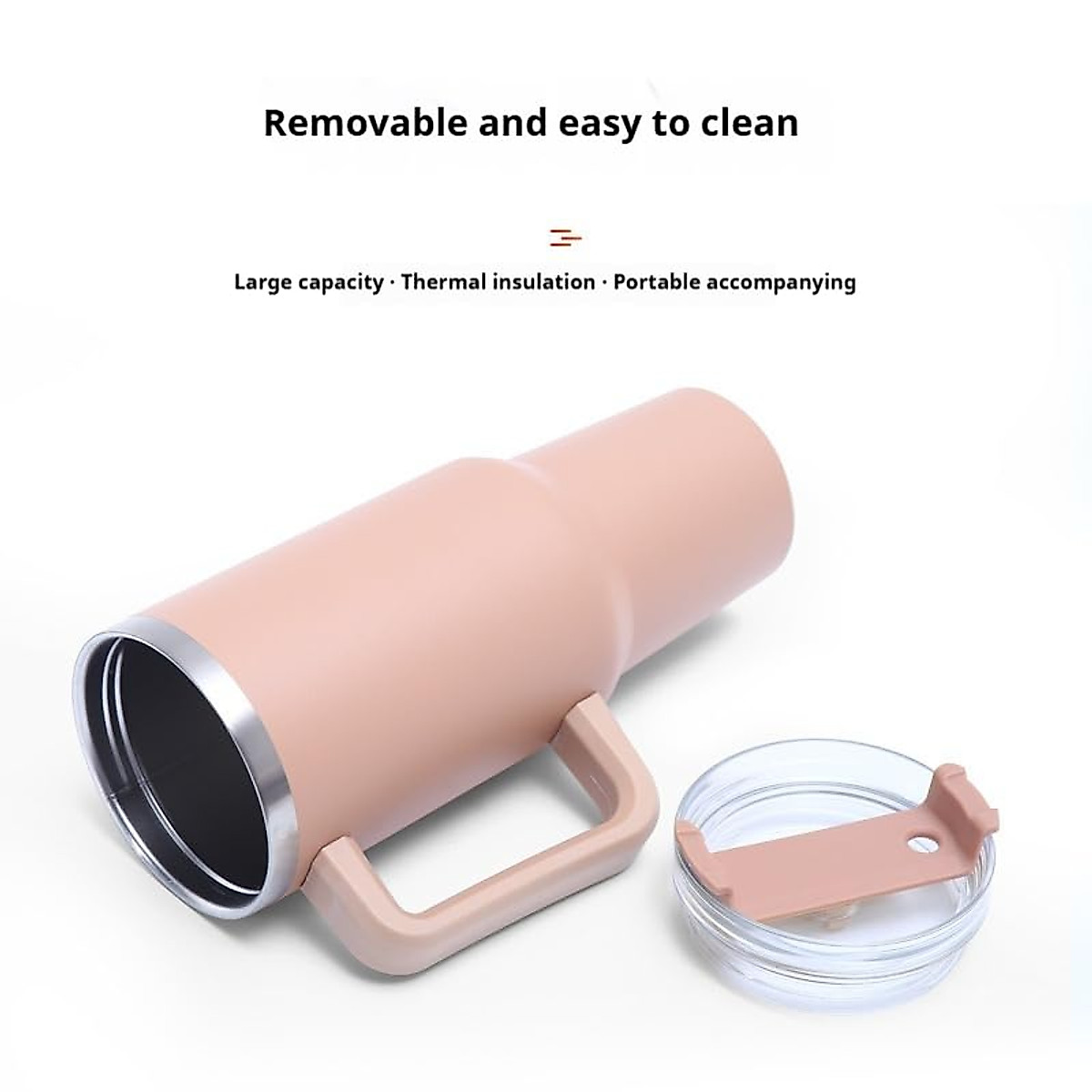 40oz Tumbler With Handle And Straw,Insulated Stainless Steel Double Wall Spill Proof Water Bottle water bottle hot and cold tumbler thermal mug Tumbler with Handle Gifts for Women Men (light pink)