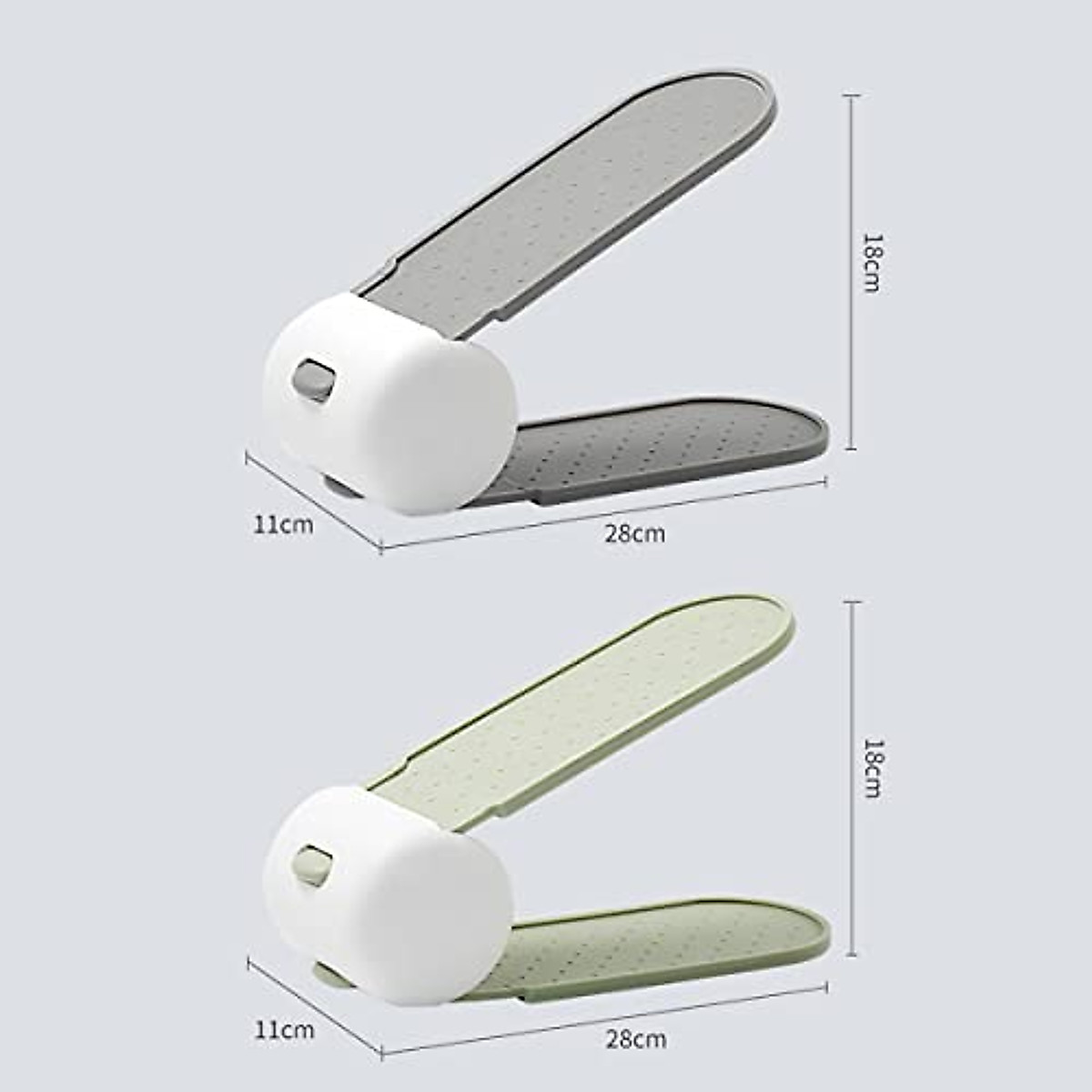 ULTECHNOVO 4pcs Double Deck for Saving Grey/Slipper Racks Holder Sneaker Clo Slots Showcase -Layer Shoe Stacker Fixtures Green Saver Display Organizer Practical Space Household Sandal