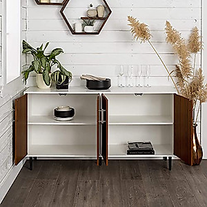 Walker Edison Fehr Modern 4 Door Bookmatch Buffet, 58 Inch, White