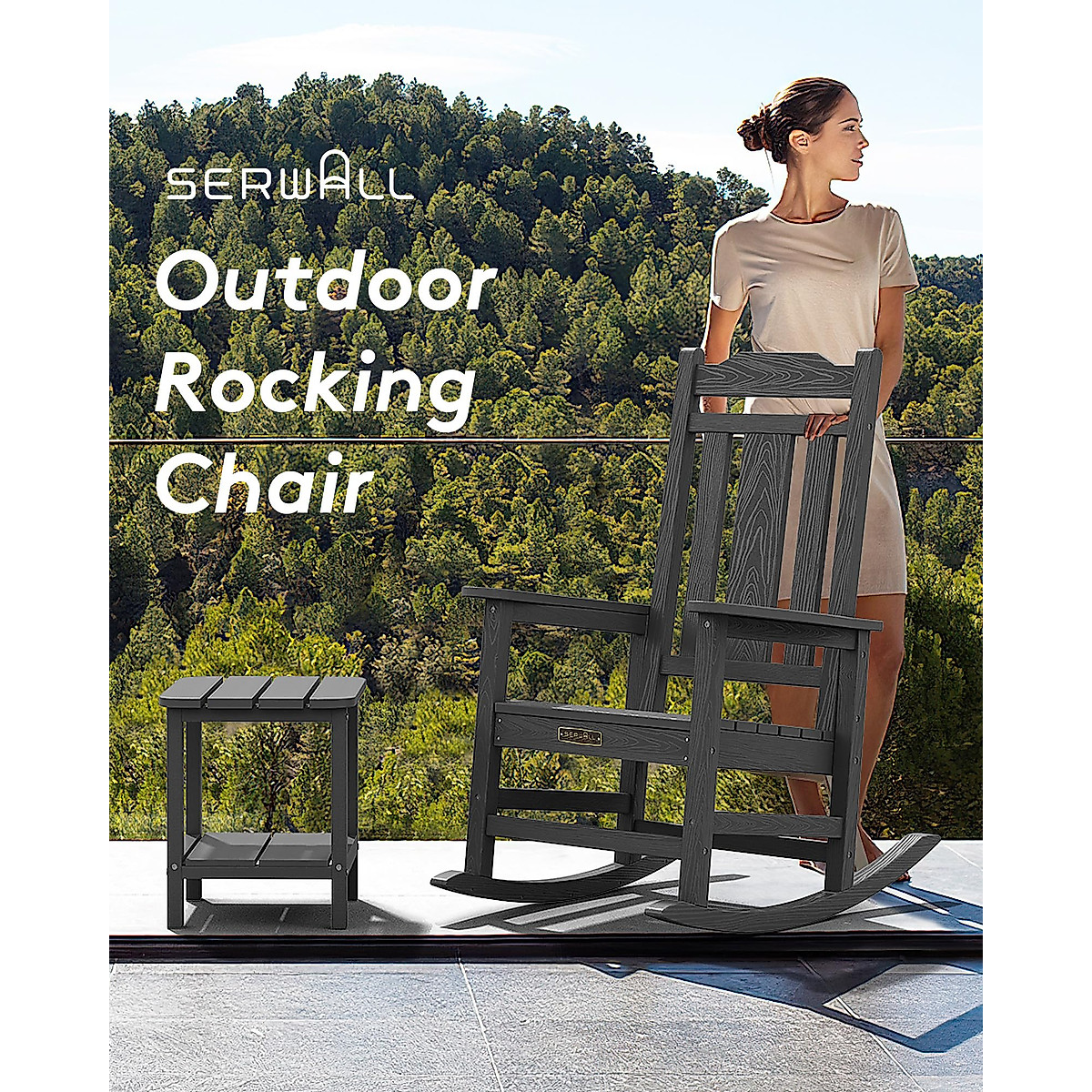 SERWALL Outdoor Rocking Chair Gray