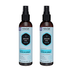 HASK Repairing ARGAN OIL 5-in-1 Leave In Conditioner Spray for all hair types, color safe, gluten free, sulfate free, paraben free - 2 PIECE SET