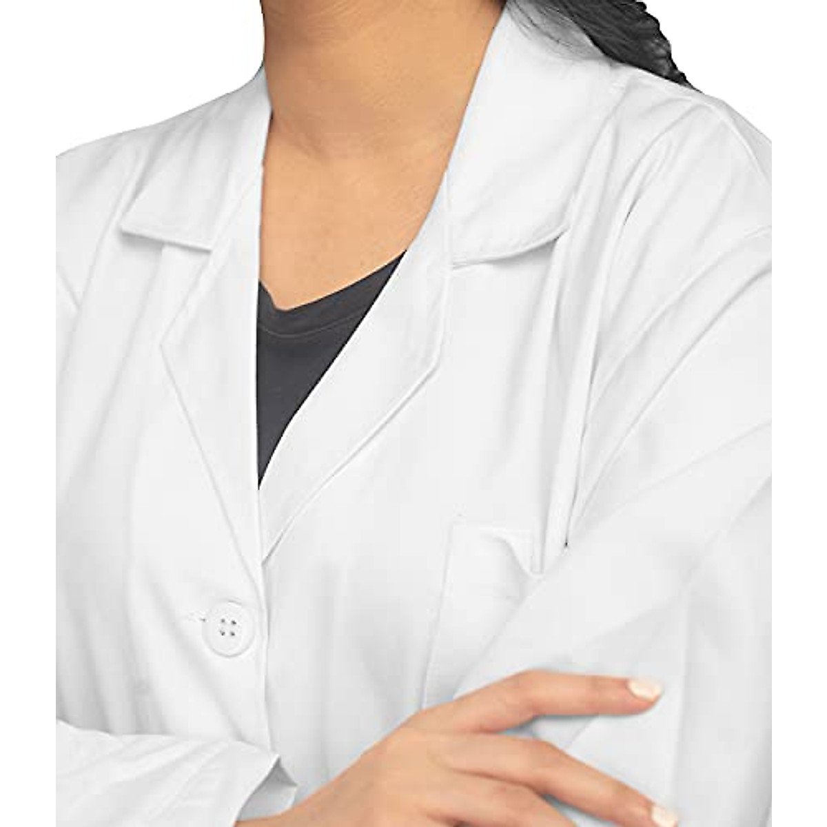 Oakias Cotton Blend Lab Coat for Women, Long Sleeve, 3 Pockets Long Professional Lab Coat, White (S-XL)